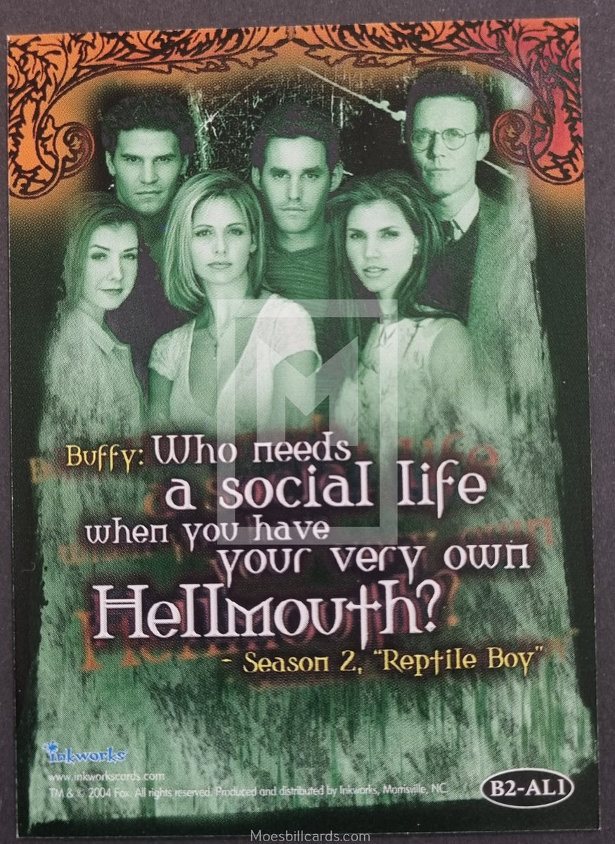 Inkworks Buffy Season 2 Card B2 Al1 Binder Moesbill Trading Cards