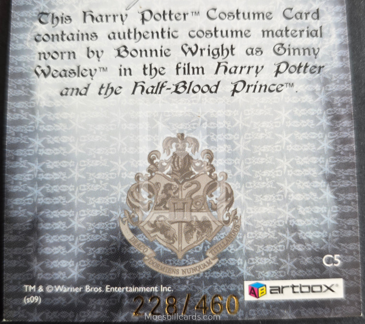Harry Potter Half Blood Prince Costume Card C5 | Moesbill Trading Card ...